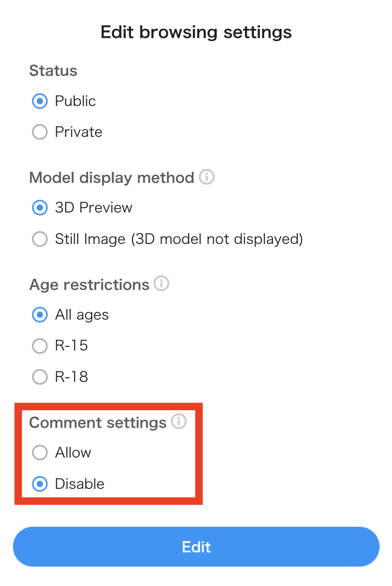 You can now disable and delete comments on your posts (Mar. 28th, 2023) – VRoid FAQ
