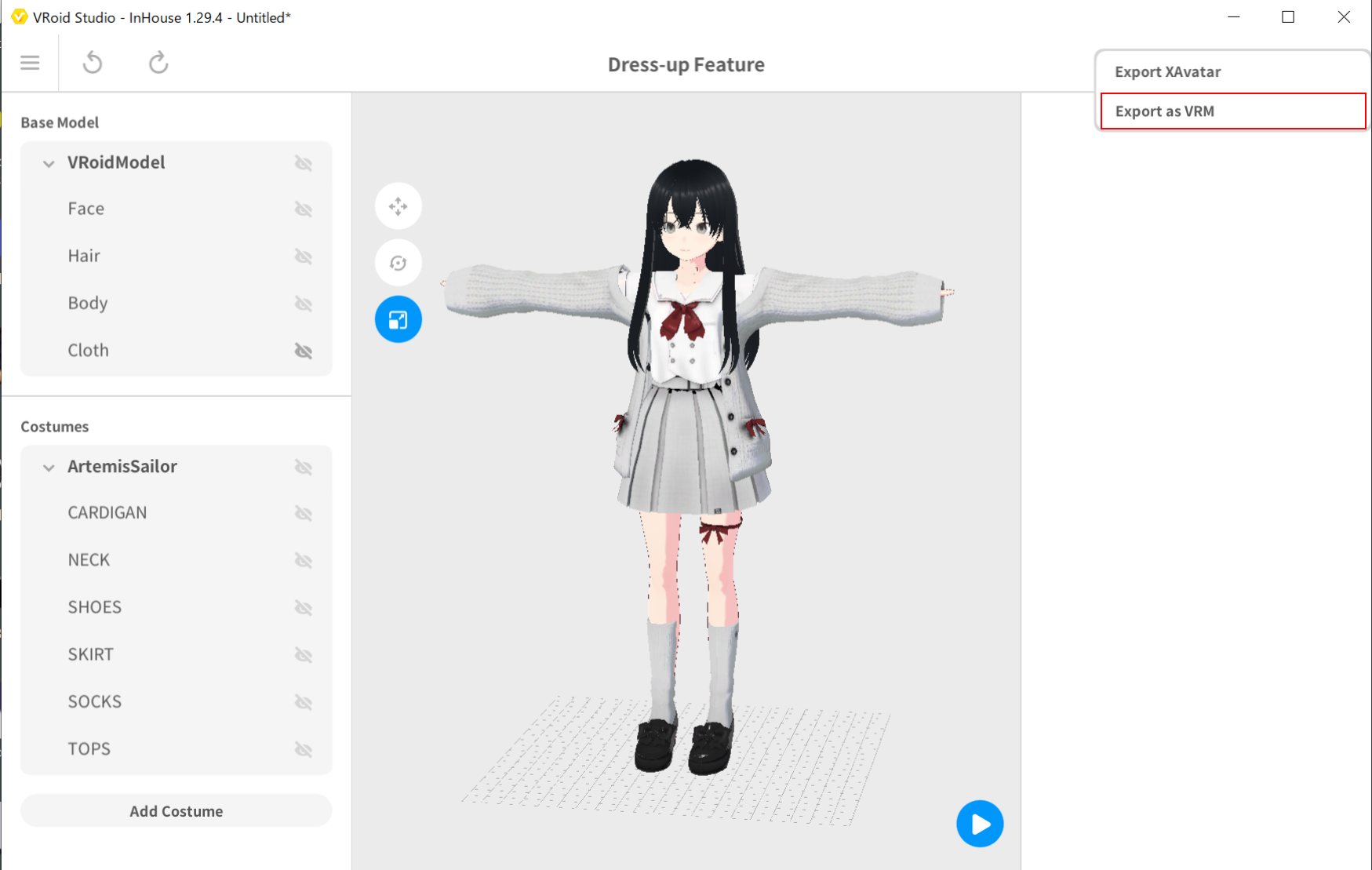 How Do I Export A Model As Vrm Vroid Faq 0480