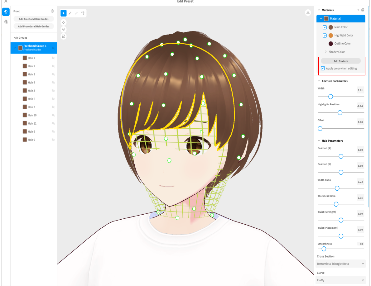 How to edit hair color and texture (material). – VRoid FAQ